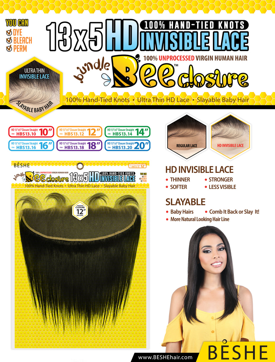 BUNDLE BEE 13"x5" HD CLOSURE STRAIGHT – beshehair