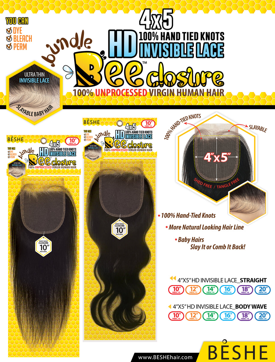 BUNDLE BEE 4"x5" HD CLOSURE STRAIGHT – beshehair